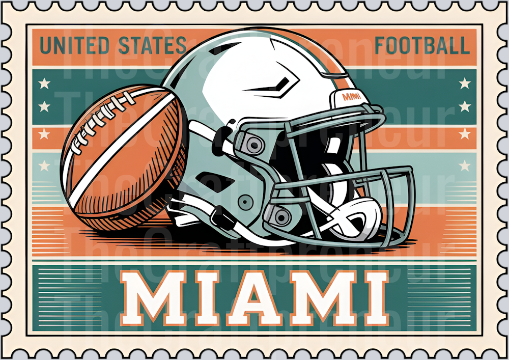 Miami Football US Postage Stamp DTF Transfer – TheCraftpreneur