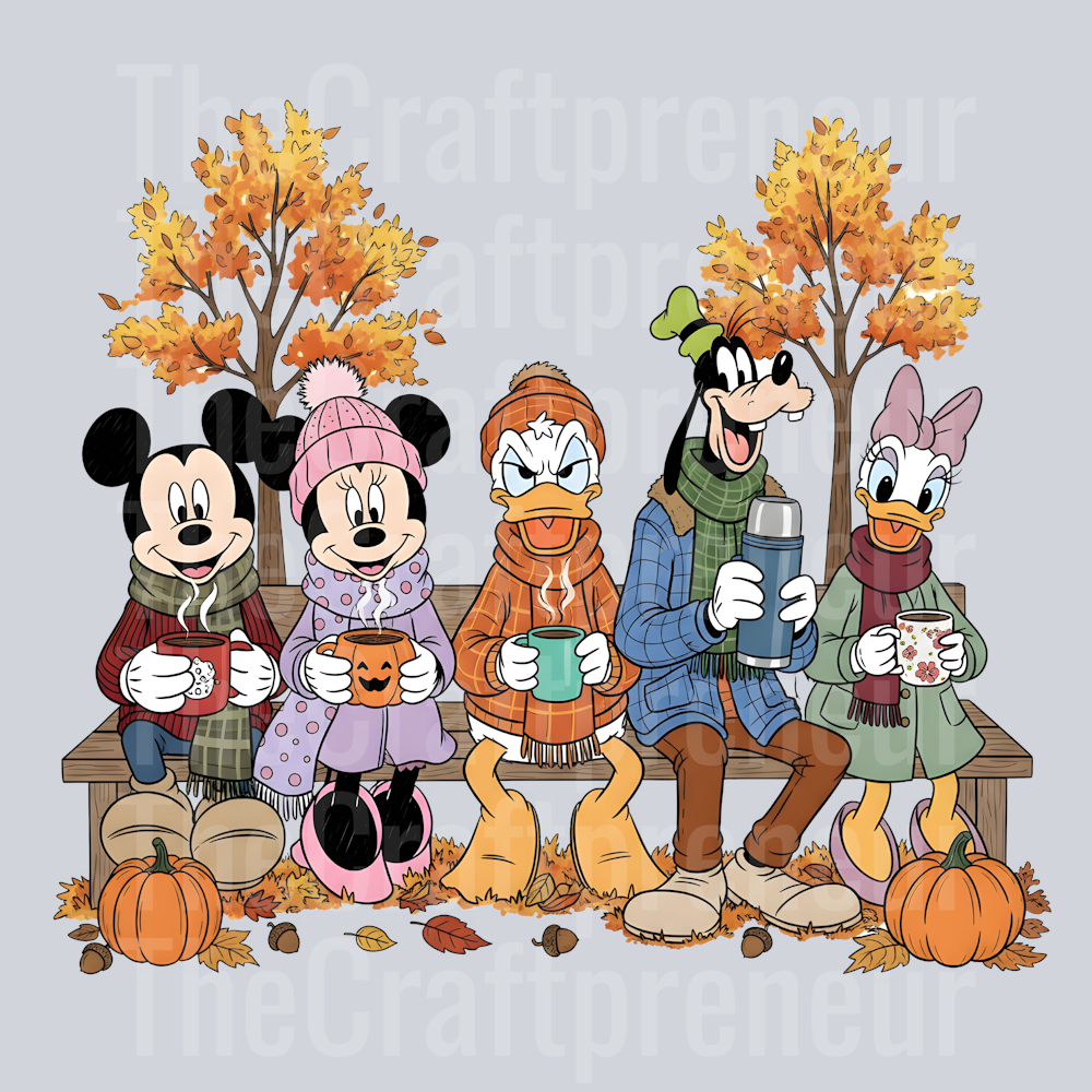 Fall Park Bench Micky and Friends DTF Transfer – TheCraftpreneur